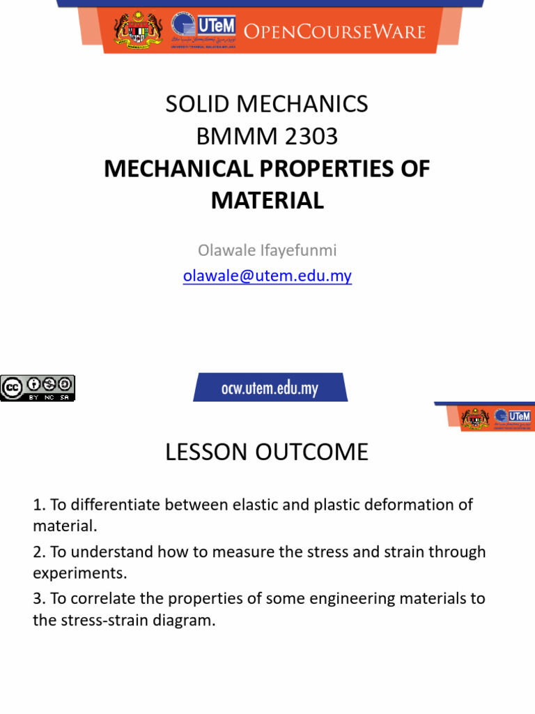 Week 3_Mechanical Properties of Materials_ULearn | PDF | Deformation (Engineering) | Yield ...