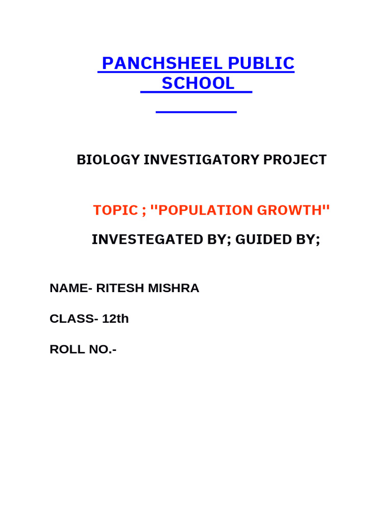 Biology Project on Population Growth | PDF | World Population ...