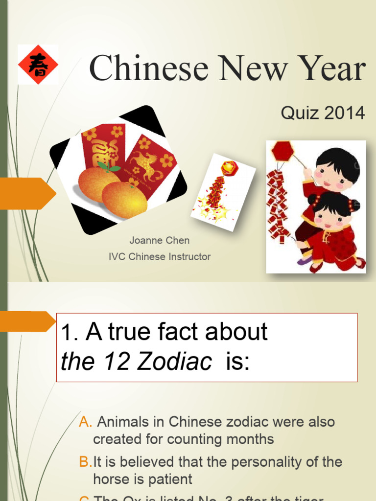 Chinese New Year Quiz for Kids | PDF | China | World Politics