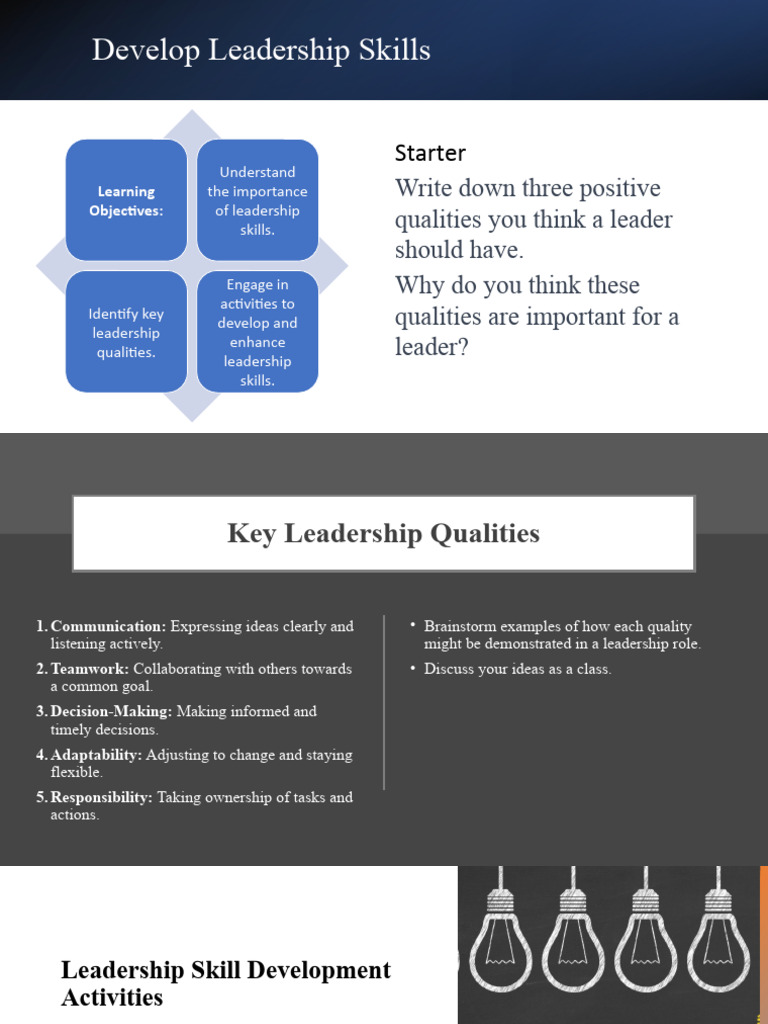 Conduct Activities To Develop Leadership Skills | PDF