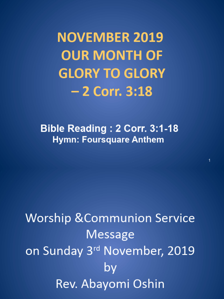 From Glory To Glory | PDF | Glory (Religion) | Systematic Theology