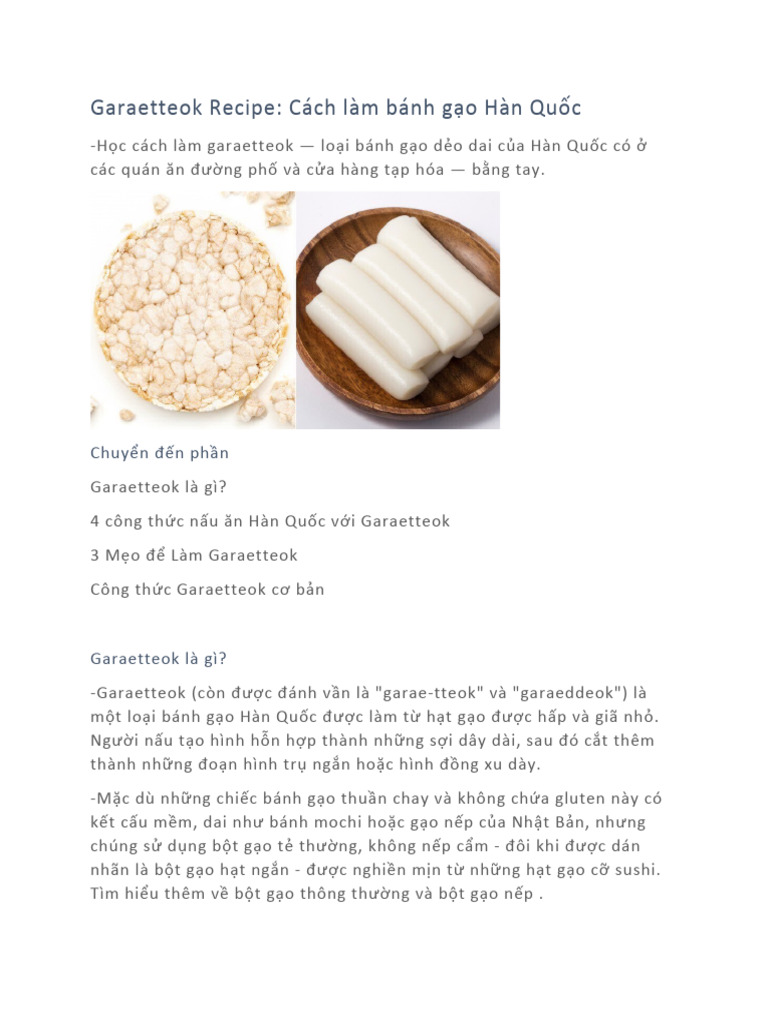 Garaetteok Recipe | PDF