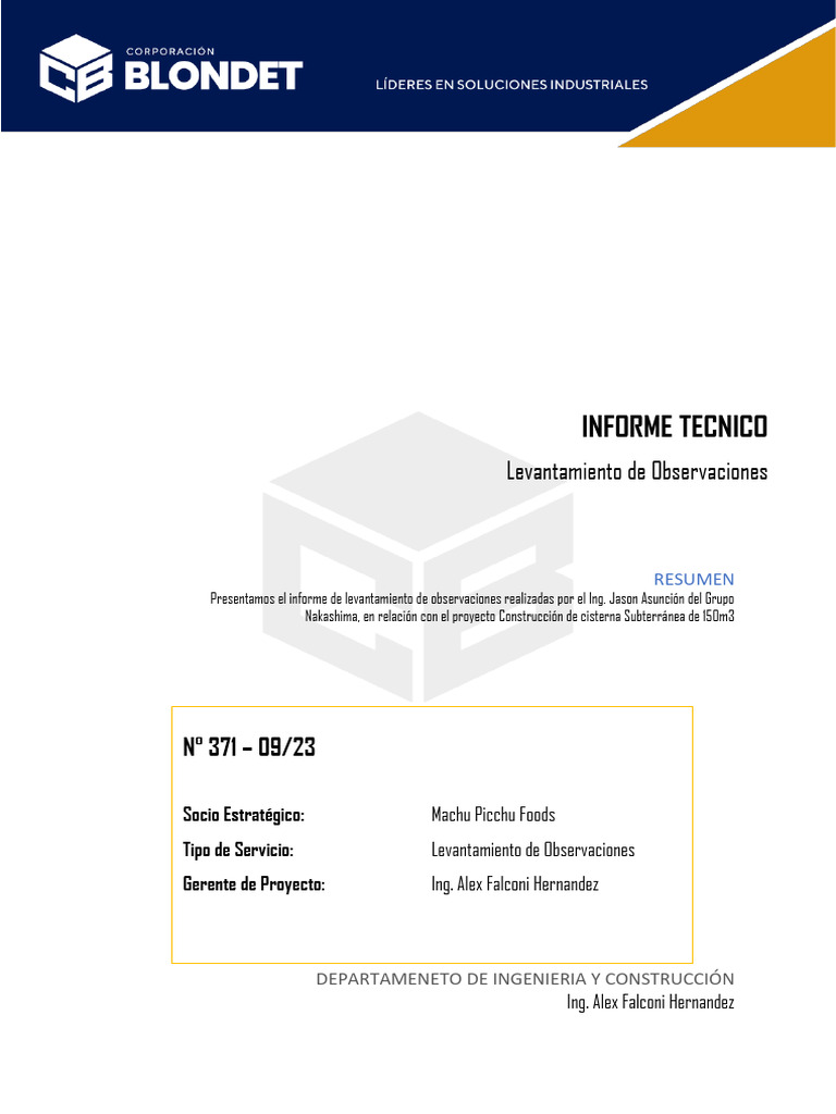 Informe de Levantamiento de Observaciones-1 | PDF | Hormigón