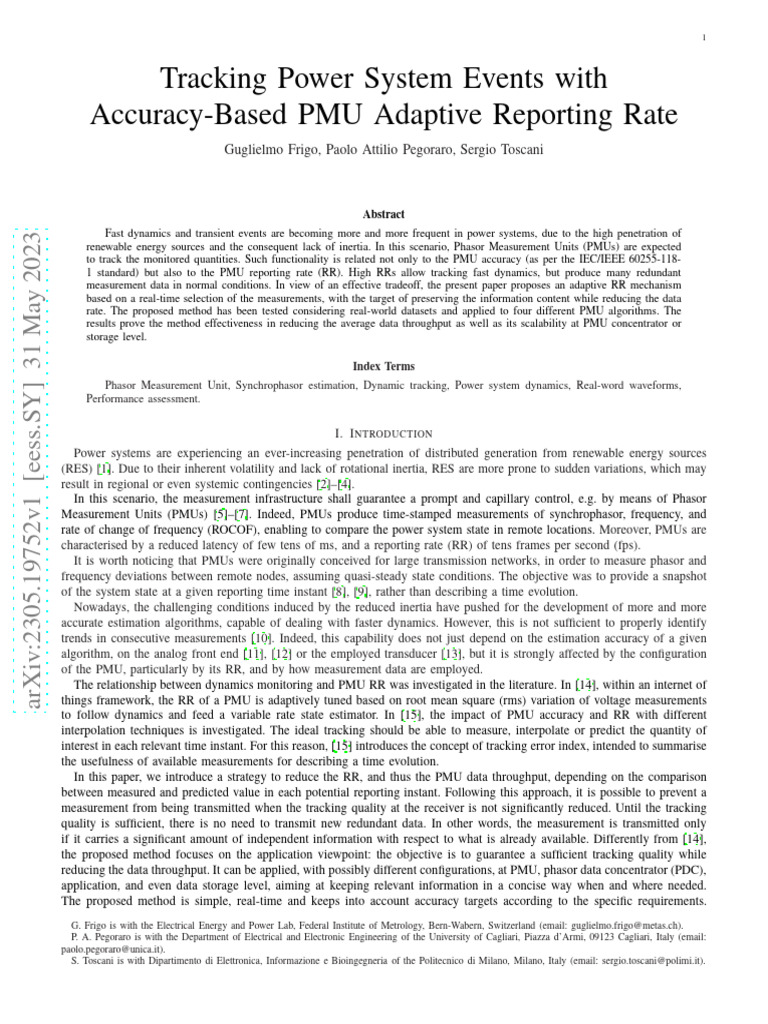 Tracking Power System Events With Accuracy-Based P | PDF | Sampling (Signal Processing ...