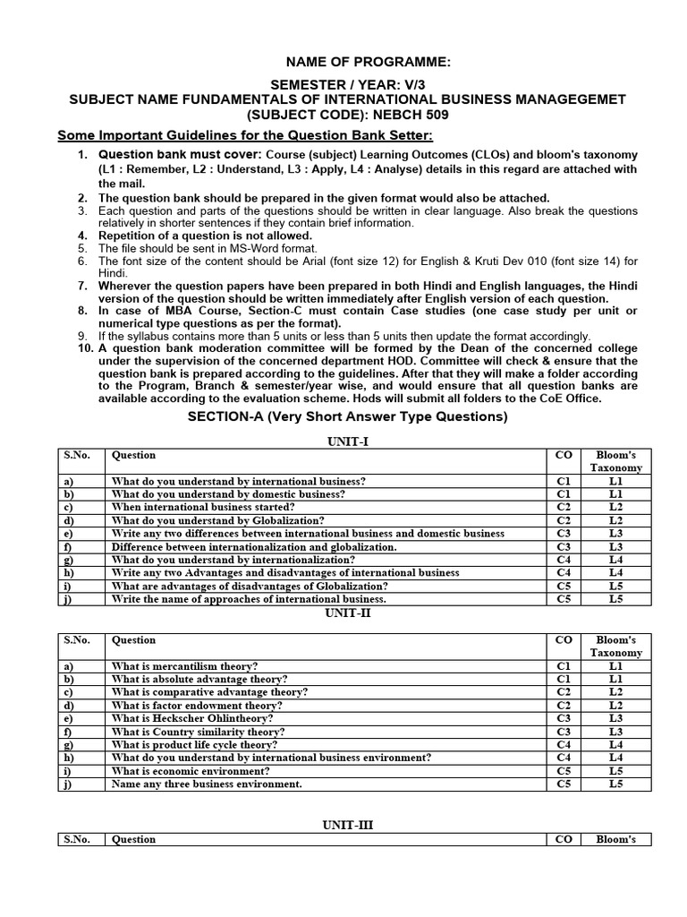 Question Bank Format | PDF | World Trade Organization ...