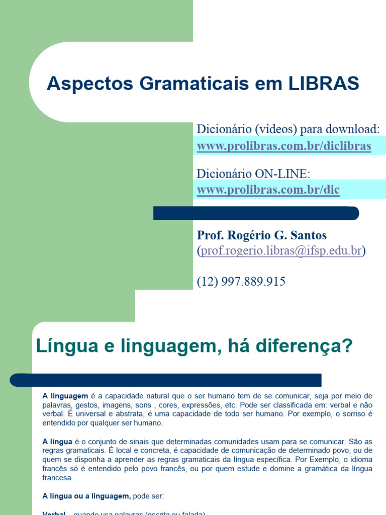 Gramatica Libras Slides Rgs | PDF | Linguagem natural | Gramática