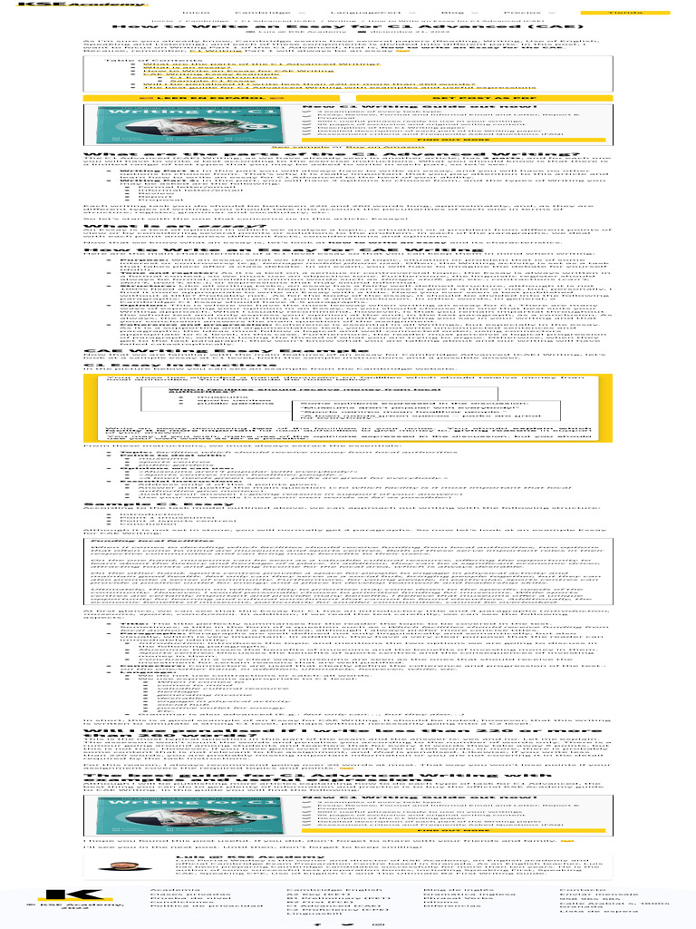 How To Write An Essay For C1 Advanced (CAE) KSE Academy® | PDF | Essays ...