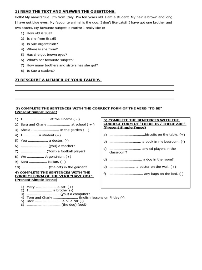 English Grammar and Comprehension Exercises | PDF | Language Arts ...