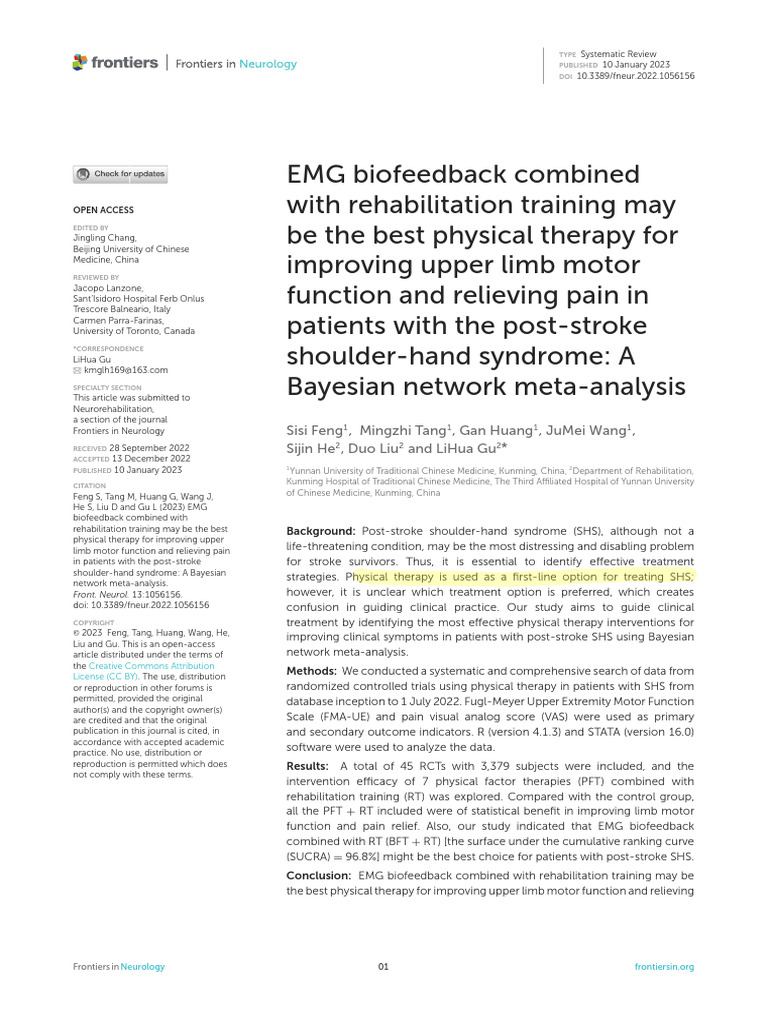 SHS EMG Biofeedback | PDF | Physical Therapy | Randomized Controlled Trial
