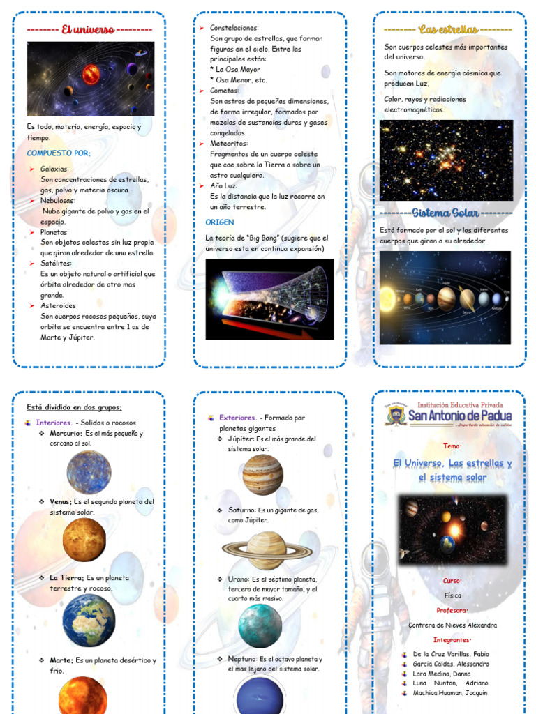 El Universo y el Sistema Solar para Niños | PDF | Sistema solar | Universo