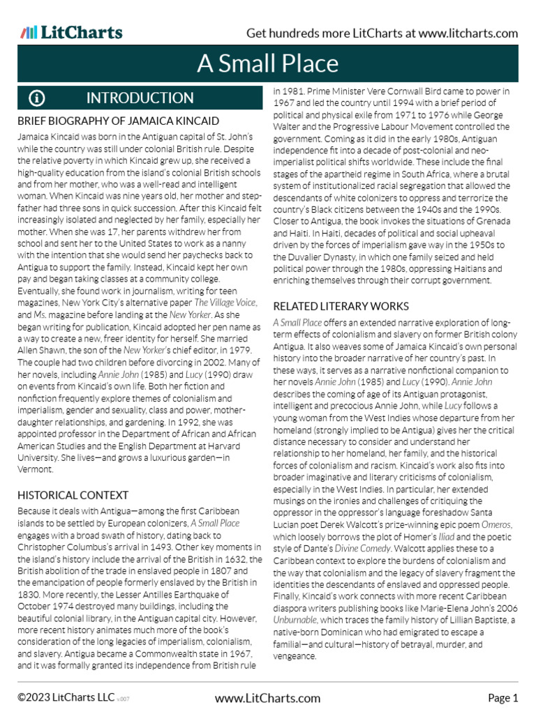 A Small Place LitChart | PDF