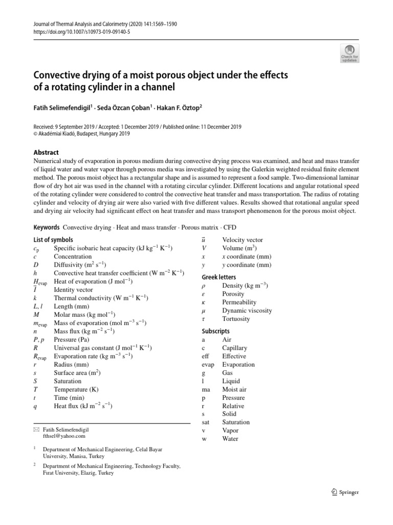 Convective Drying in Porous Media | PDF | Heat Transfer | Porosity