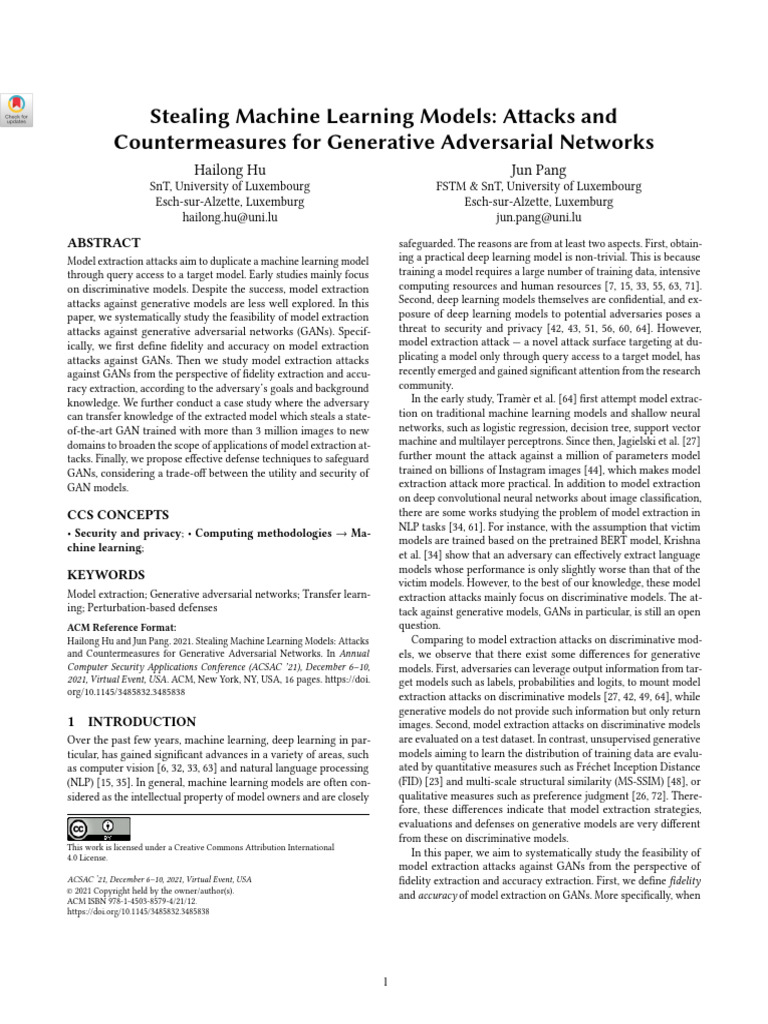 Stealing Machine Learning Models: Attacks and Countermeasures For Generative Adversarial ...
