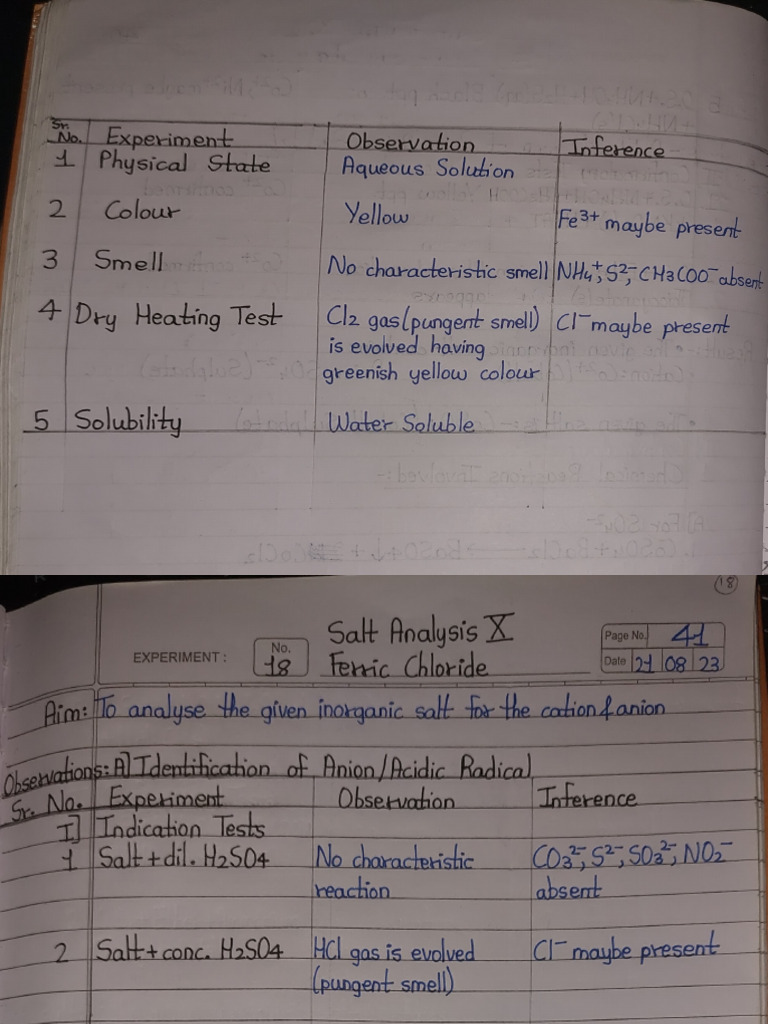Experiment 18 - Ferric Chloride | PDF | Hydrochloric Acid | Chlorine