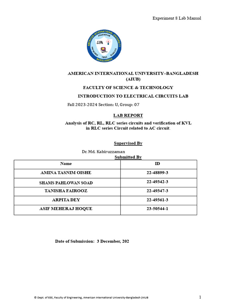 GRP 07 Exp 08 Ieclab | PDF | Electrical Network | Electrical Impedance