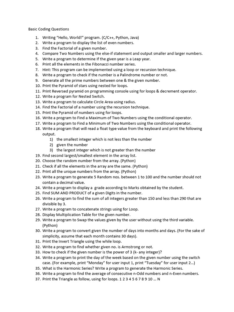 Coding Questions | PDF | String (Computer Science) | Control Flow