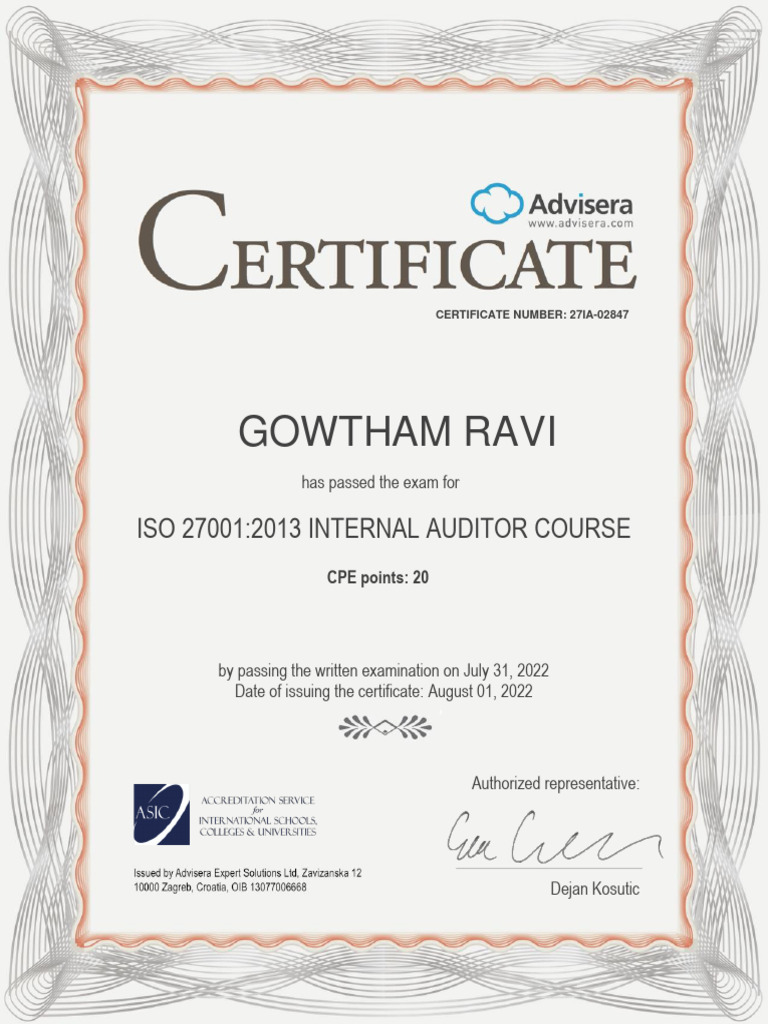 ISO 27001 Internal Auditor | PDF