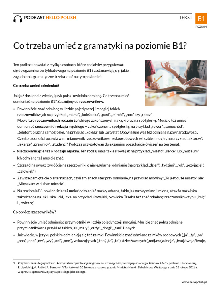 Co Trzeba Umiec Z Gramatyki Na Poziomie B1 PDF | PDF