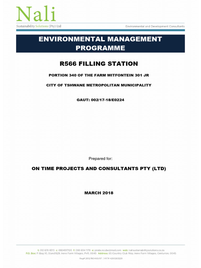 Appendix H EMPr R566 Filling Station | PDF | Waste | Waste Management