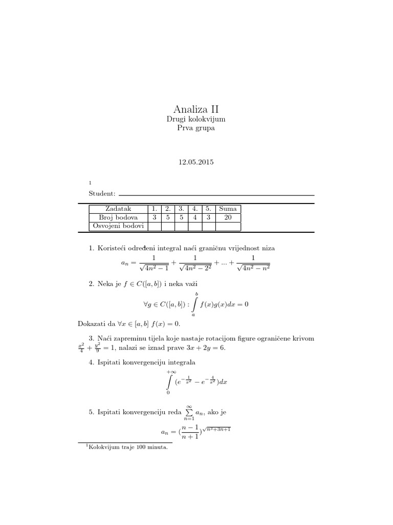 Analiza_2_II_kol_2015prvagr | PDF