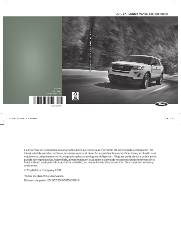 2019 Ford Explorer Owner Manual Version 1 Om ES MX 08 2018 | PDF ...