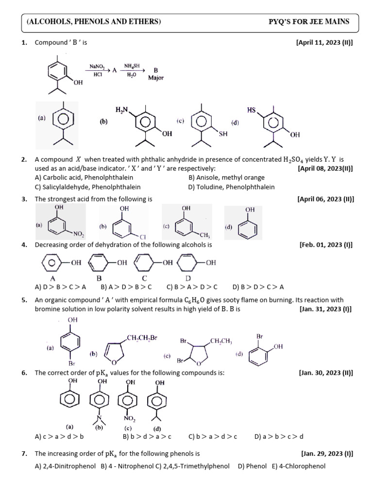 Phenol Jee Mains | PDF | Chemical Reactions | Solubility