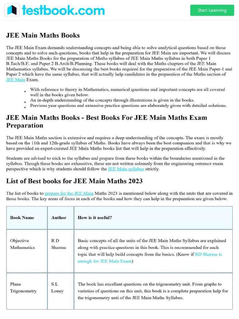 JEE Main Maths Books | PDF