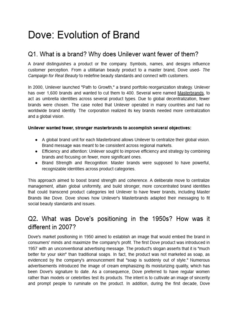 Dove's Brand Evolution and Strategy Insights | PDF | Brand | Advertising