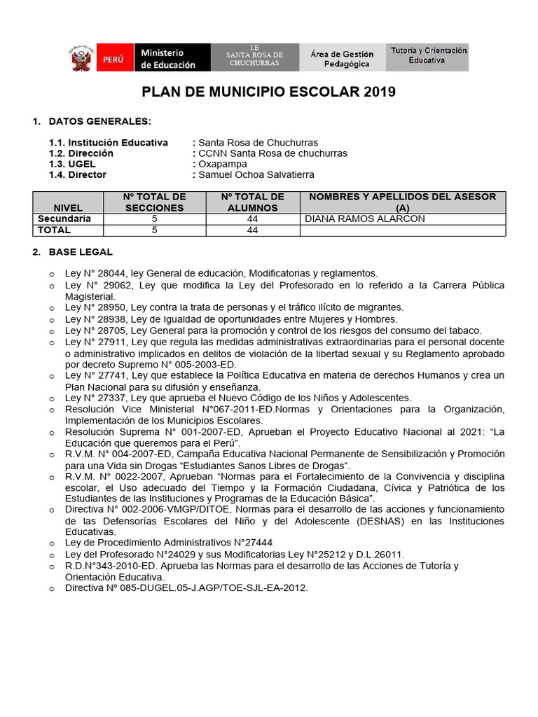Plan de Municipio Escolar 2024 | PDF