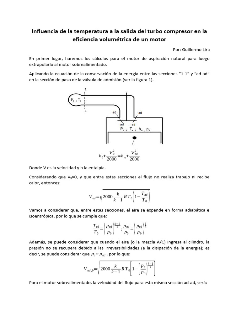 Influencia de La Temperatura A La Salida Del Turbo Compresor en La Eficiencia Volumétrica de Un ...