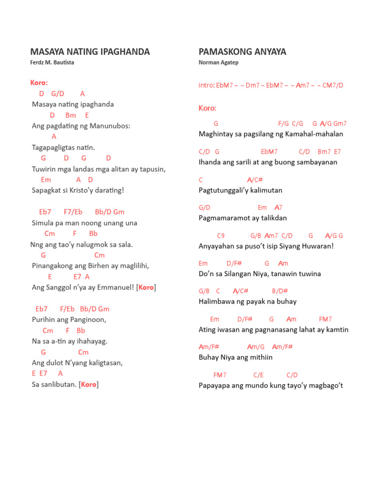 Masaya Nating Ipaghanda 2. Pamaskong Anyaya (Advent Entrance Song) | PDF