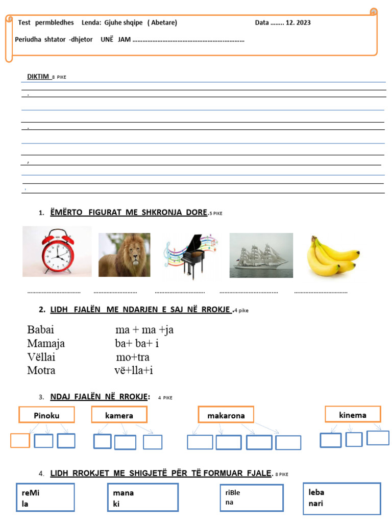 Test Abetare 10 Dhjetor | PDF