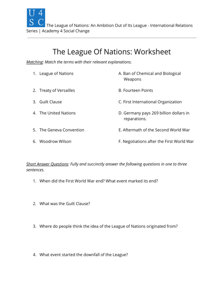The-League-Of-Nations-worksheet | PDF