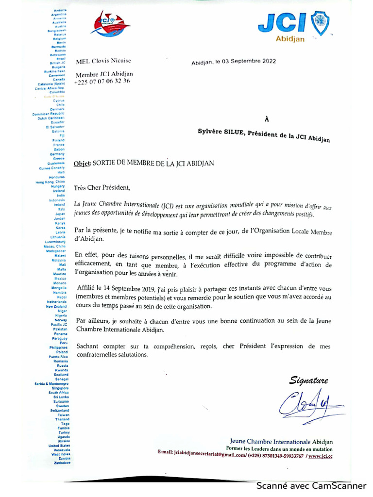 LETTRE DE SORTIE, MEL Clovis | PDF