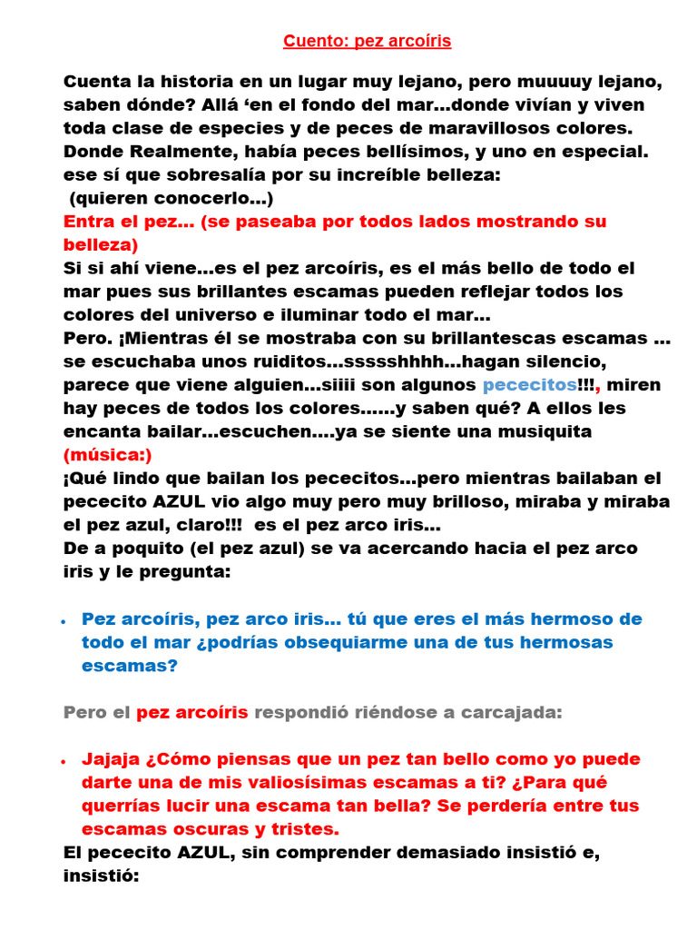 CUENTO EL PEZ ARCO IRIS 2023... (Autoguardado) | PDF | Arco iris | Pescado