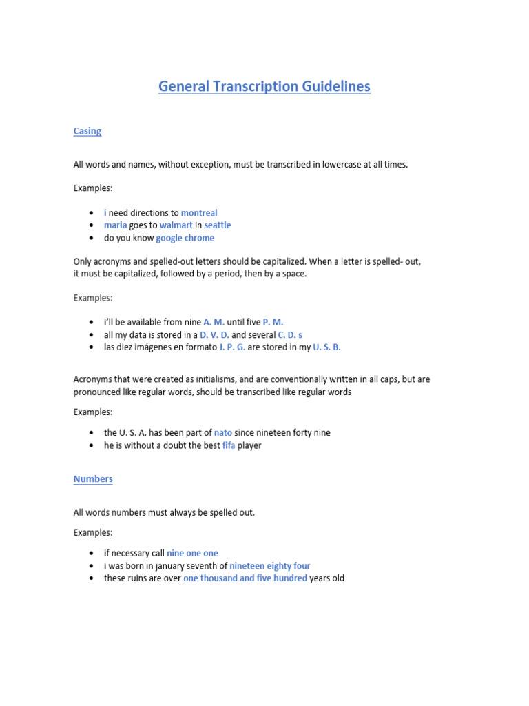 General Transcription Guidelines Localized - en UK | PDF | Word | Noise