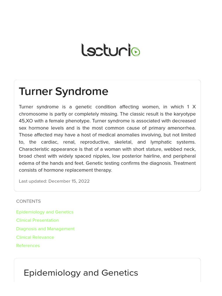 Turner Syndrome | PDF