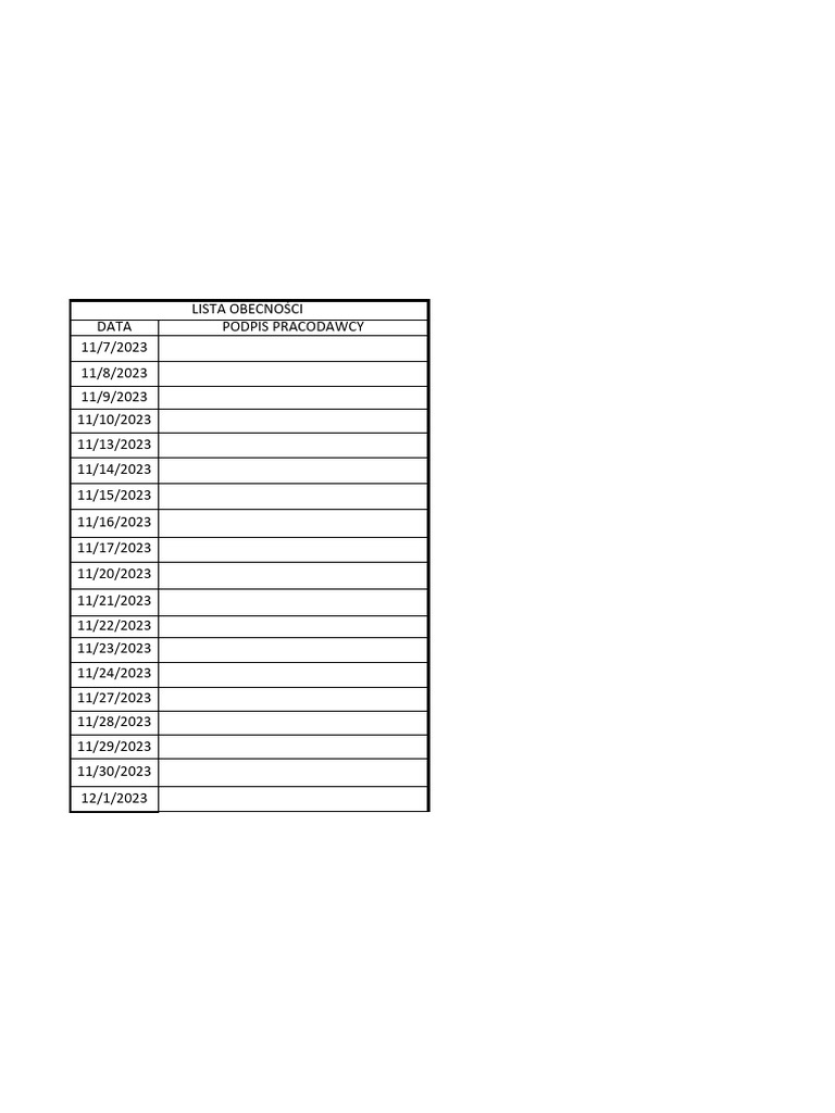 Lista Obecności | PDF