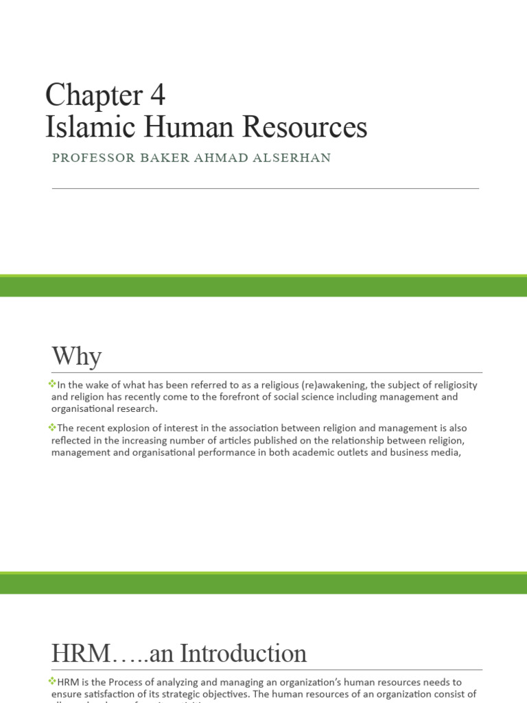 Chapter 4. Islamic HR | PDF | Human Resource Management