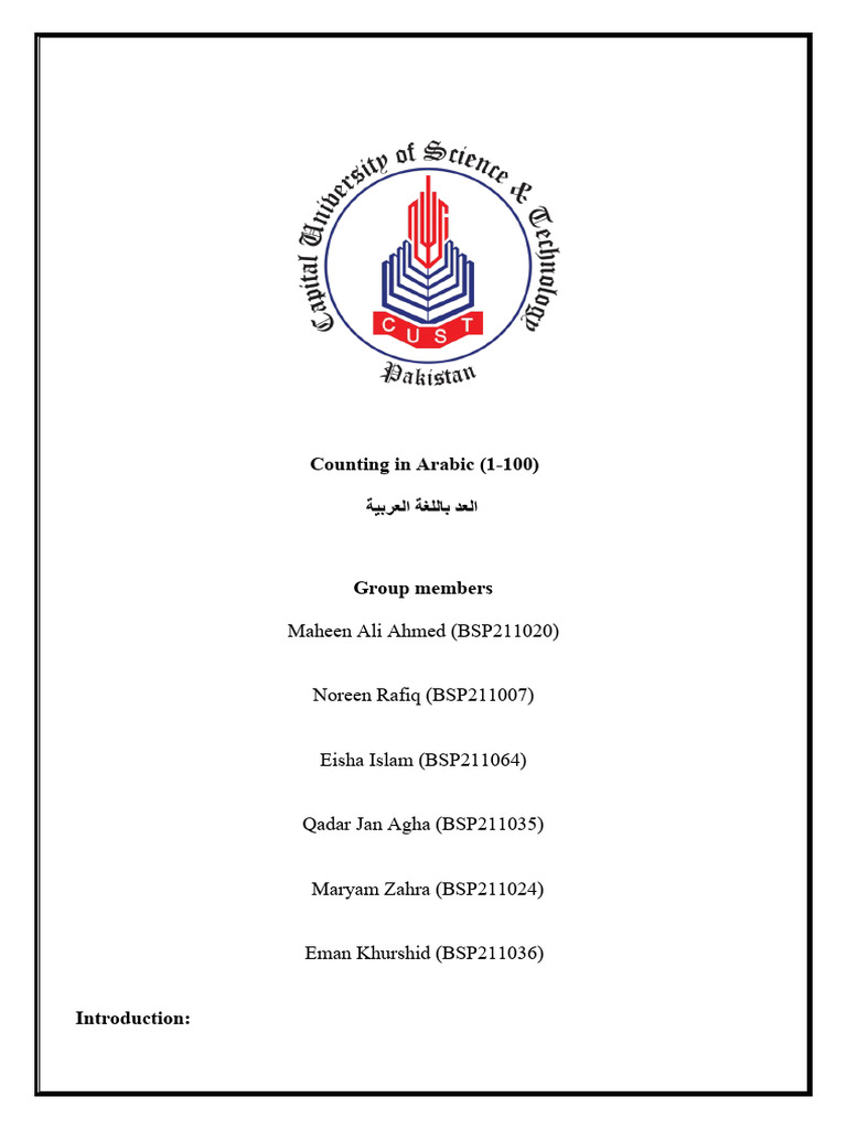 Arabic Report Final - Modified | PDF | Grammatical Gender | Noun