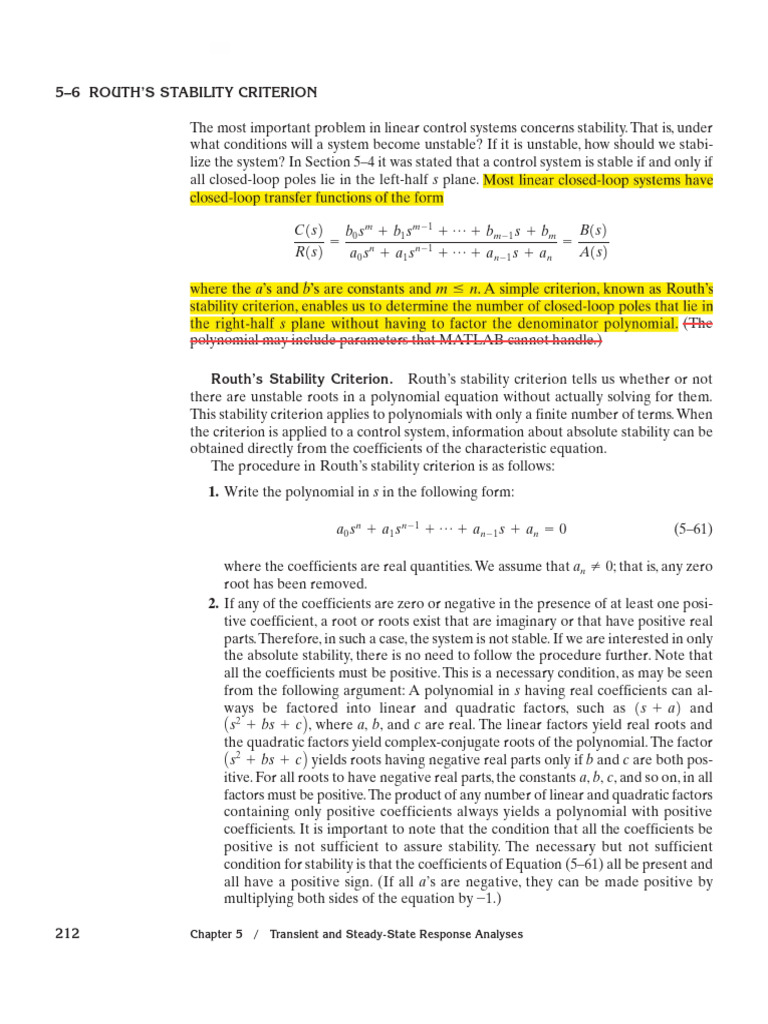 Routh Stabilty Criteria - 1 | PDF | Stability Theory | Control Theory
