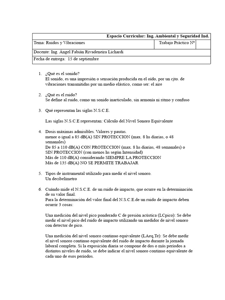 TP Ruidos y Vibraciones Cesar Alberto Ferreyra 4tmeb | PDF | ruido | Sonido