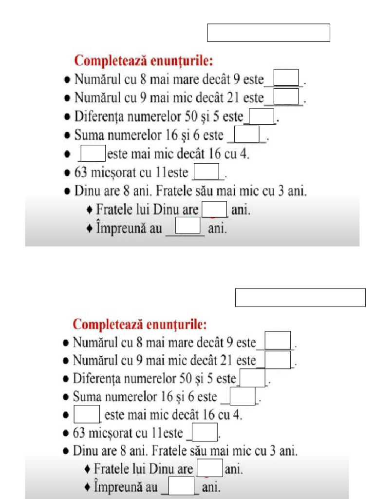 Fisa de lucru-MEM-Clasa A 2 A | PDF