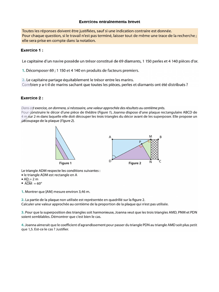 Exercices Brevet | PDF