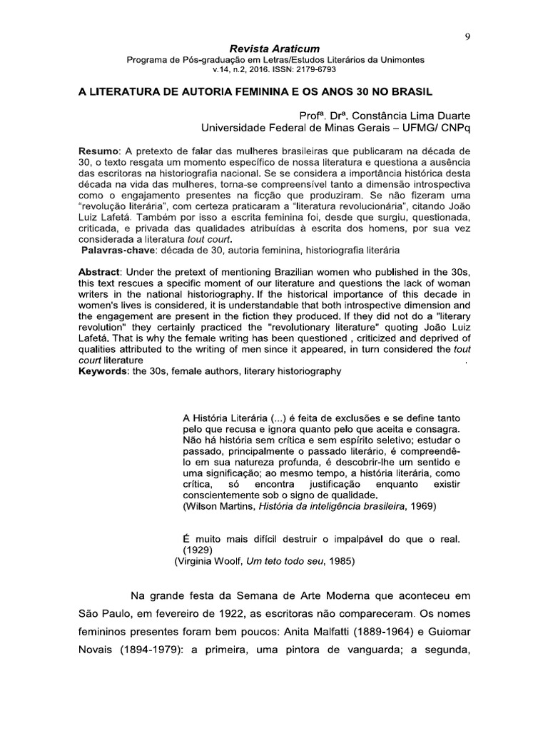 Constancia Lima Duarte - Autoria Feminina | PDF