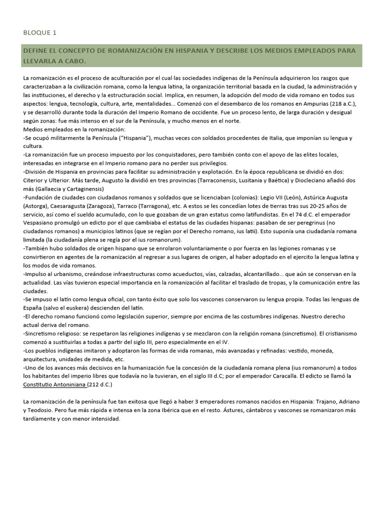 Bloque 1 y 2 y Términos | PDF | Al Andalus | imperio Romano