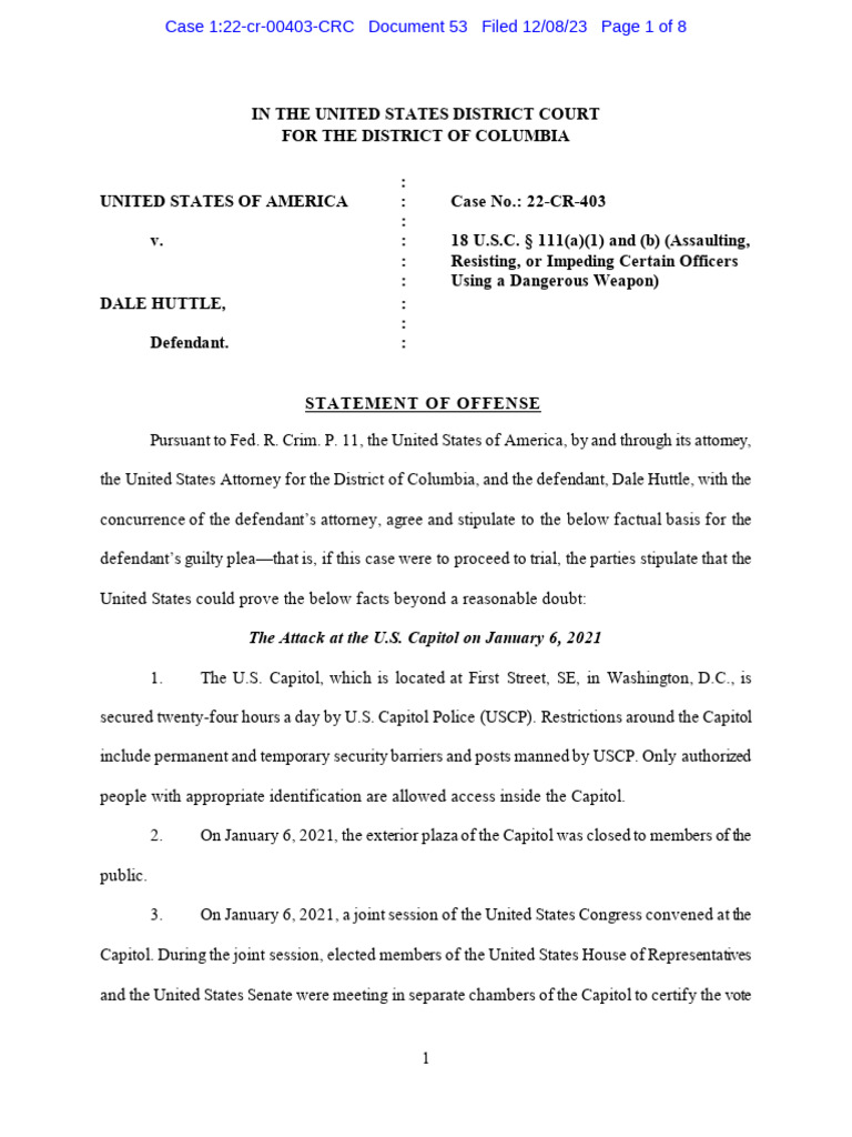 HuttleDalePlea2 | PDF | United States Capitol | Federal Government Of ...