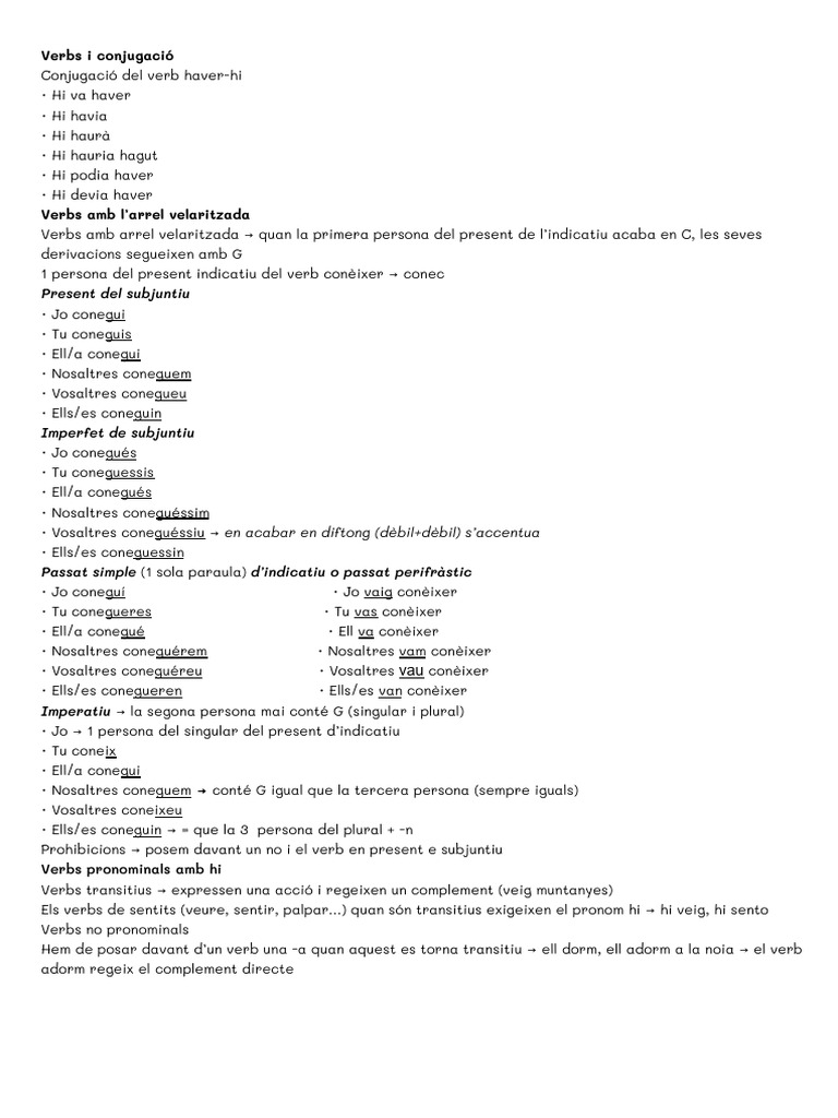 Resum Verbs Català | PDF