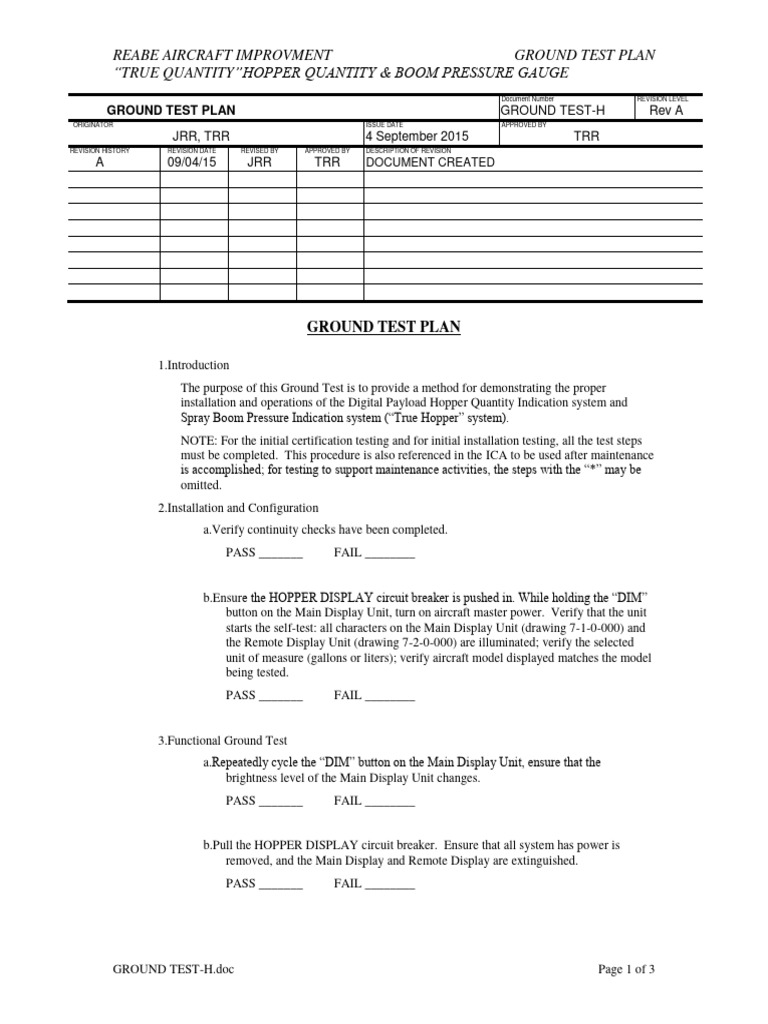 Ground Test Plan for True Quantity System | PDF | Aviation ...