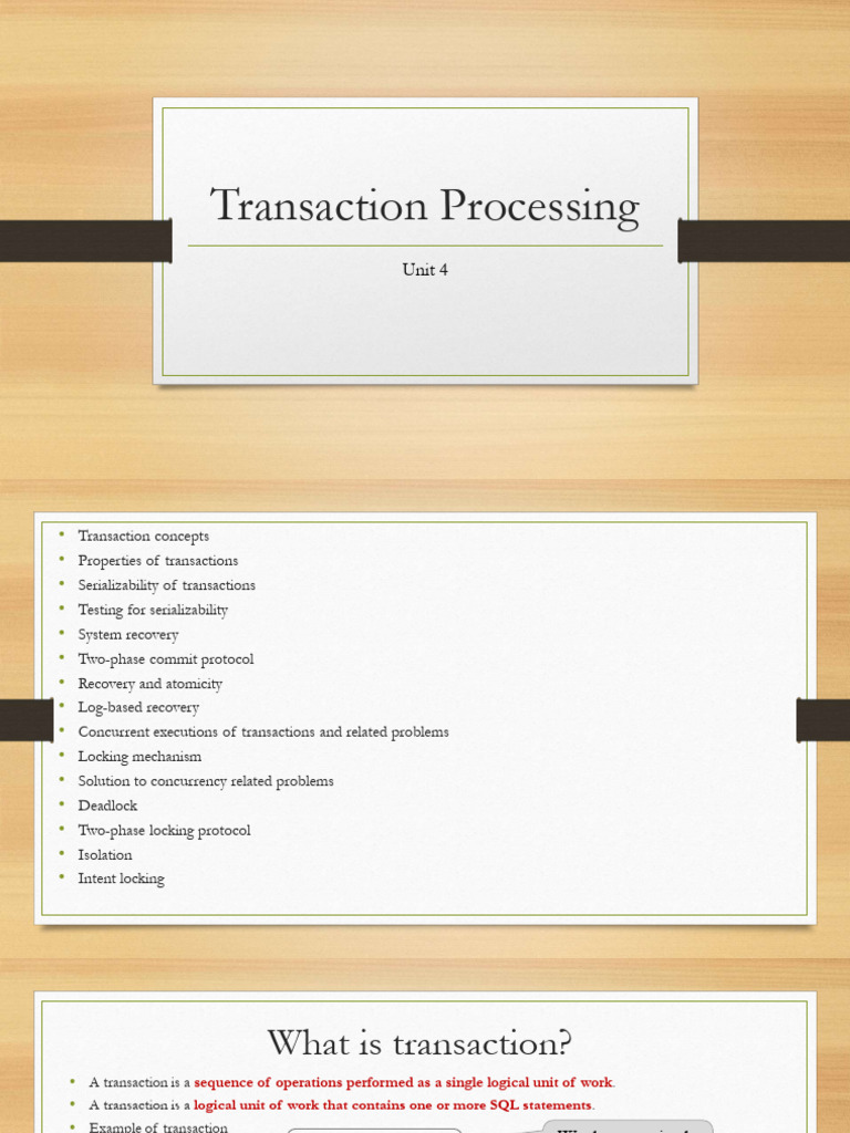 Unit 4 Dbms | PDF | Acid | Database Transaction